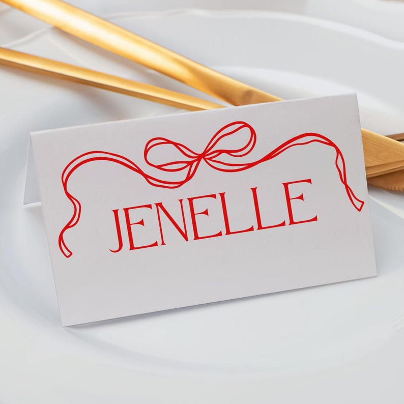 Printable Red Bow Name/place Cards, Editable Party Tags - Etsy