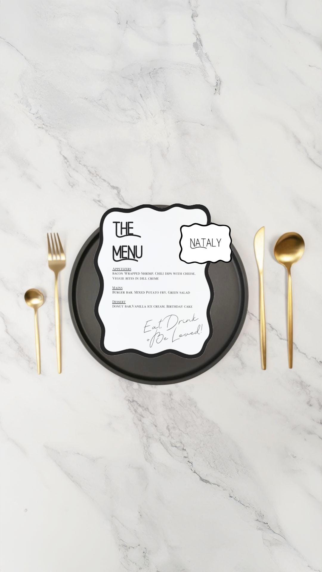 Wavy Frame Menu and Place Card Template (digital Download) - Etsy