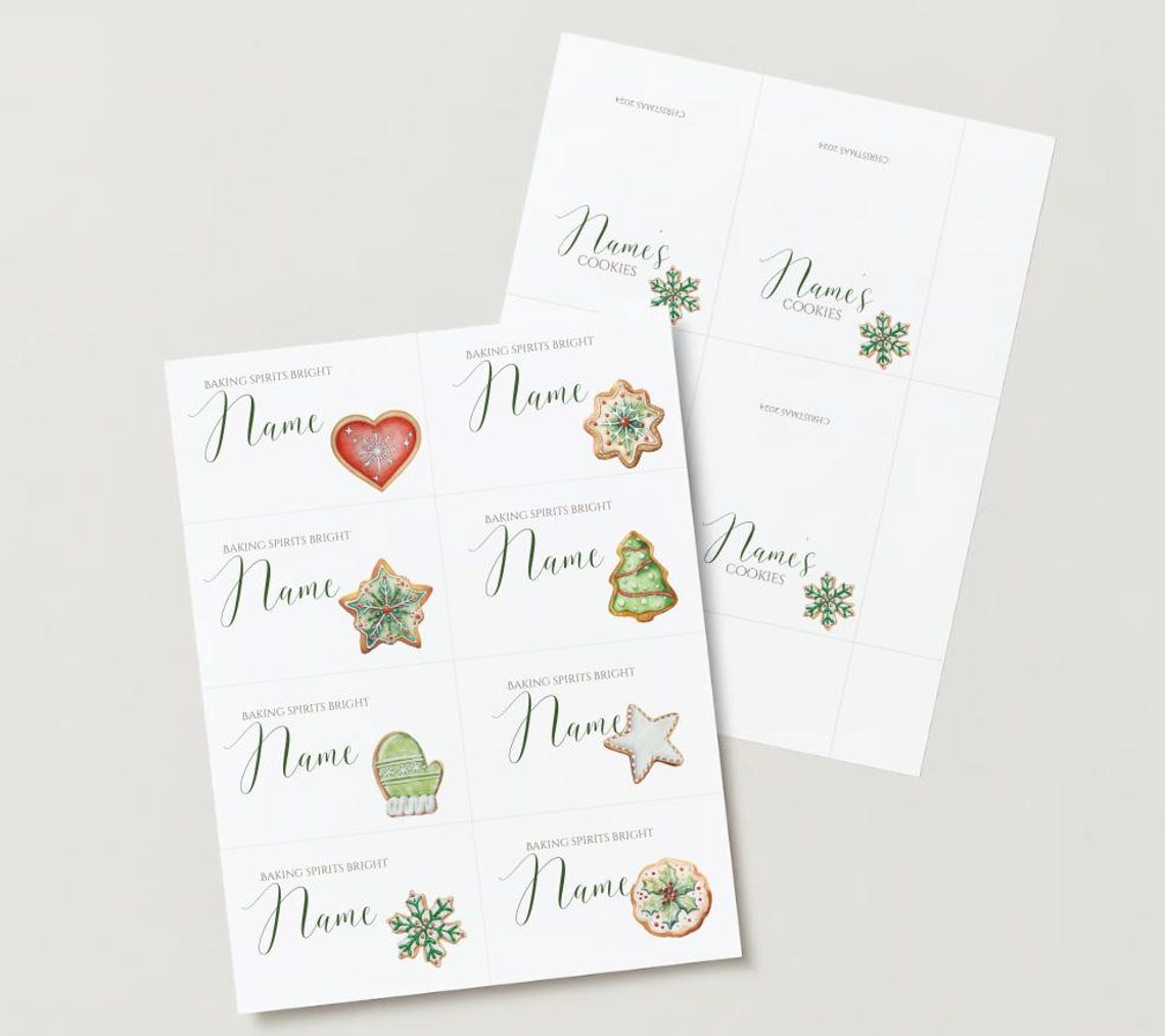 Printable Cookie Party Place/name Card, Editable Name Card, Dinner ...