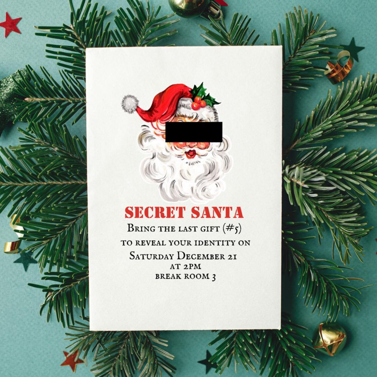 Printable Secret Santa Party Invite: Editable Holiday Template (digital ...