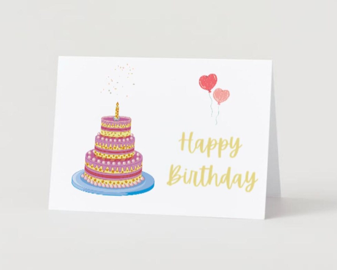 Simple Birthday Cake Card, Printable, Digital Download - Etsy