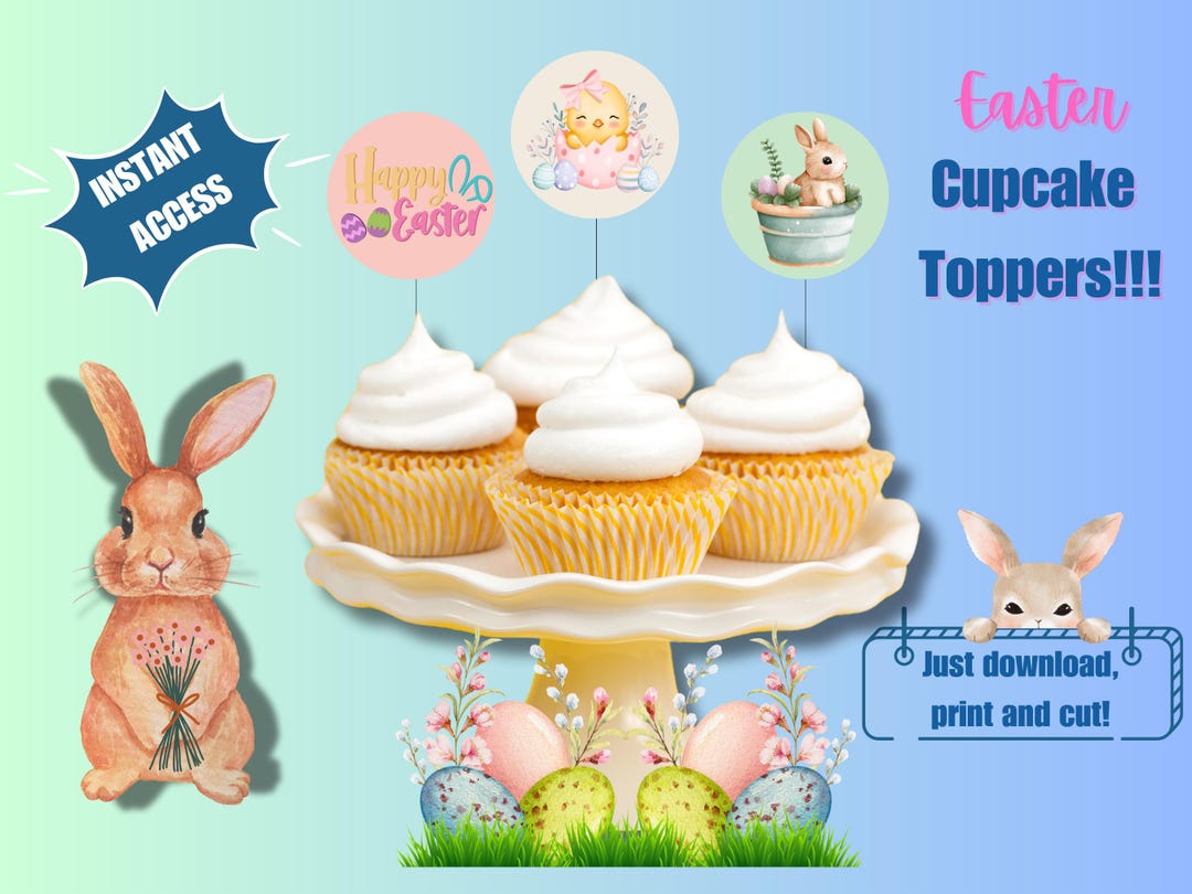 Easter Cupcake Toppers, Printable, Digital Download - Etsy