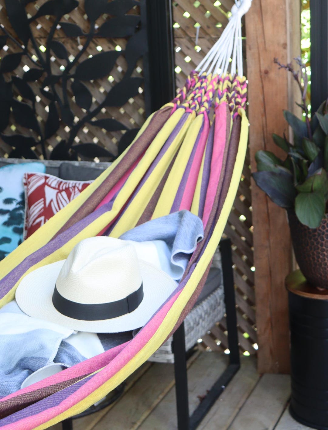 Handwoven Cotton Hammock: Boho Sunset Bloom, Ethically Made in Ecuador ...