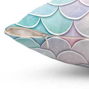 Mermaid Scales Pillow, Fish Scale Decor, Ocean Theme Cushion, Pastel ...