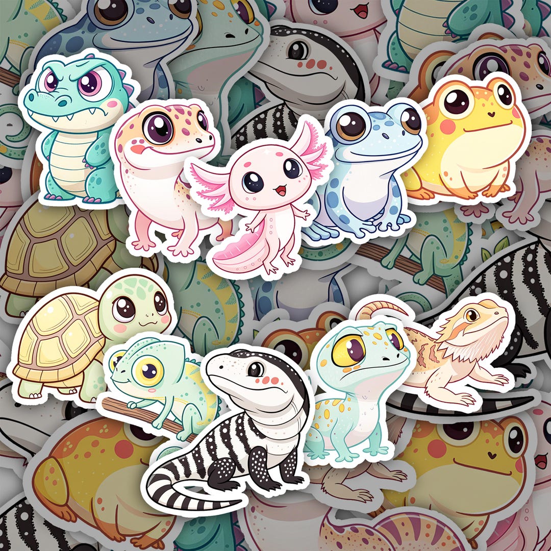 Reptile & Amphibian Sticker Bundle 1 – 10 Cute Waterproof Vinyl ...