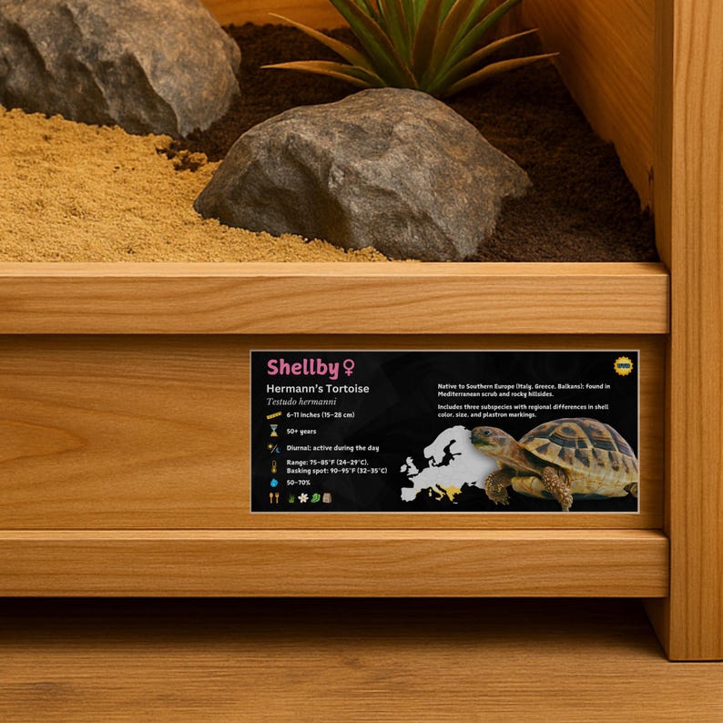 Personalized Hermann's Tortoise Enclosure Label: Laminated Vivarium ...