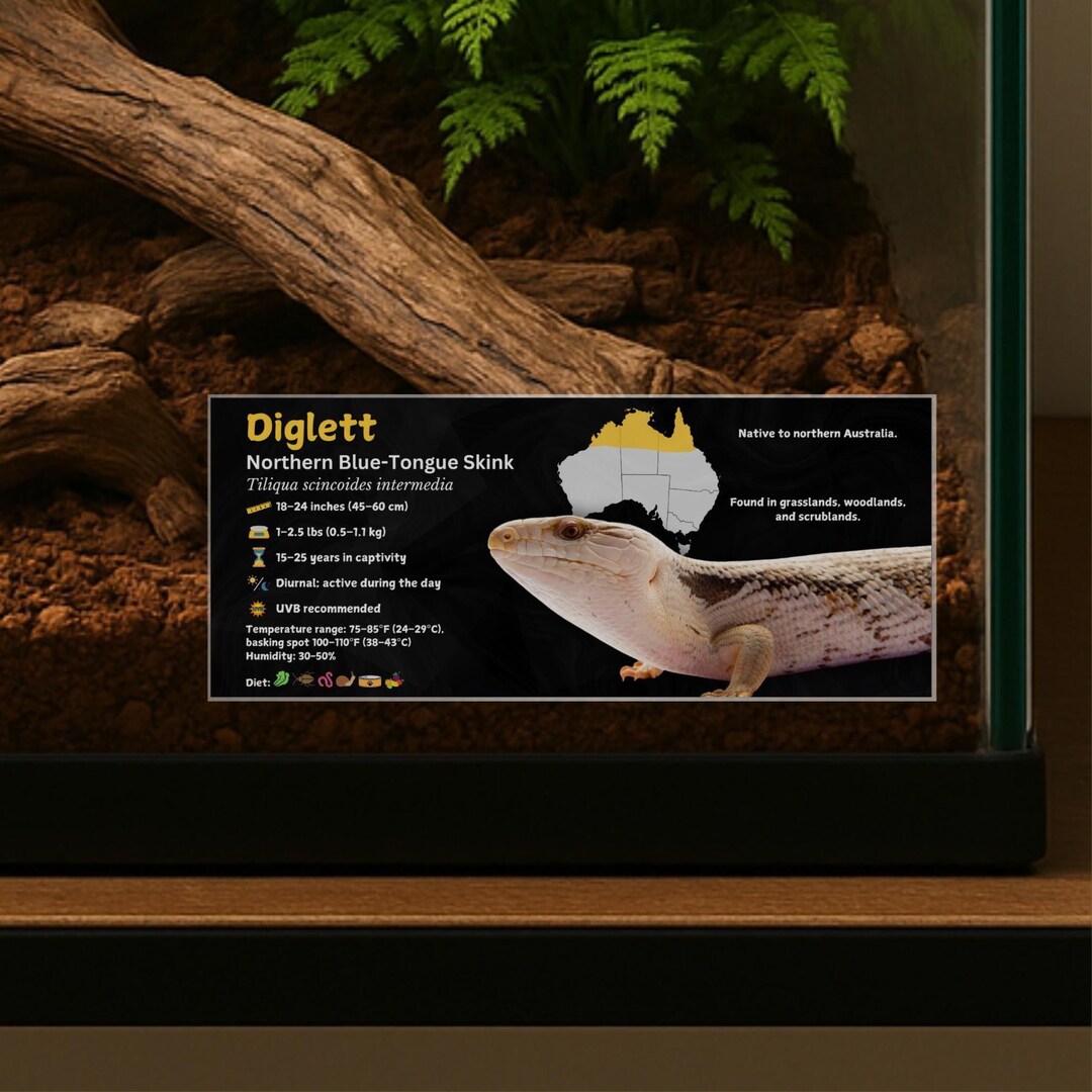 Personalized Northern Blue-tongue Skink Species Label, Custom Name ...
