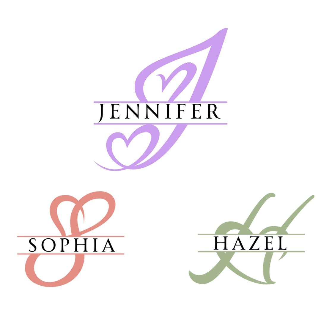 Custom Split Monogram SVG Bundle, Split Letter Alphabets, Split Name ...