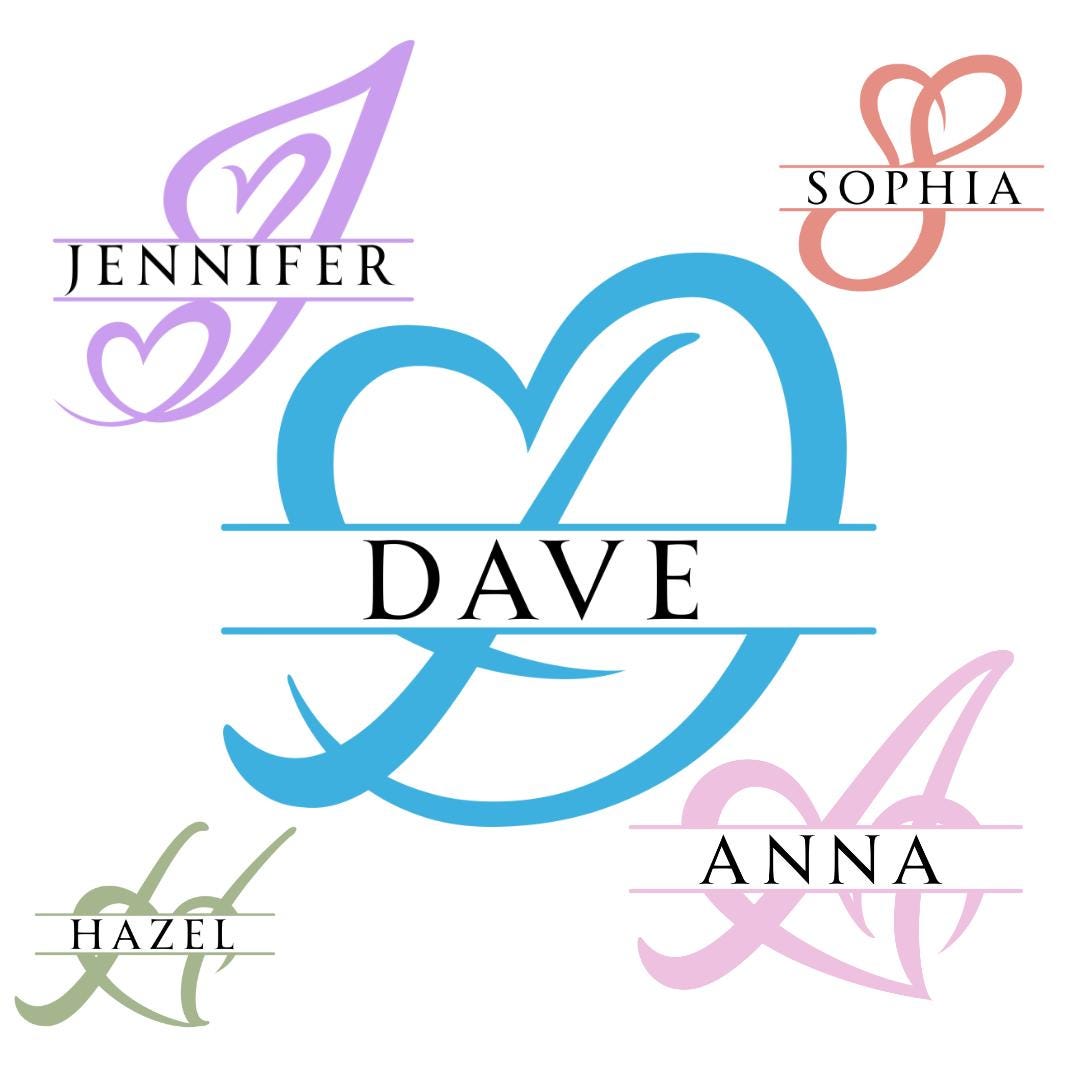 Custom Split Monogram SVG Bundle, Split Letter Alphabets, Split Name ...