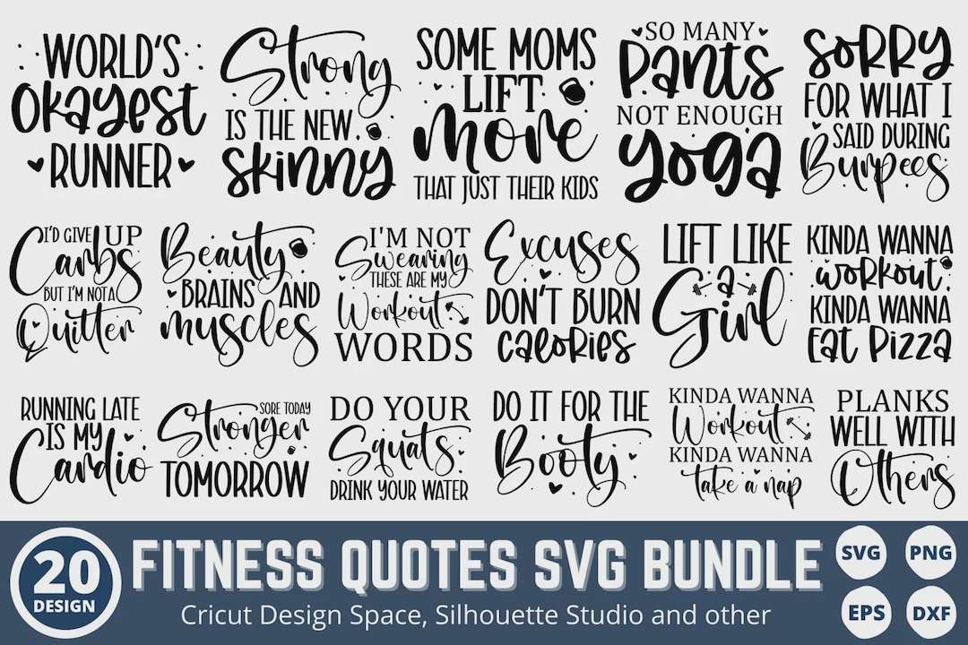 Fitness Quote SVG Bundle | Motivational Workout Gym Cut Files (digital ...