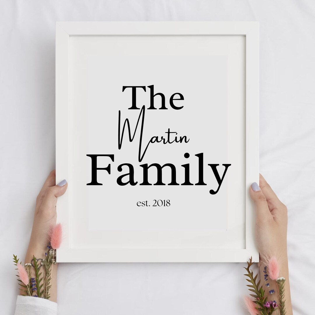 Established Family Sign Portrait, Personalized Last Name Printable ...