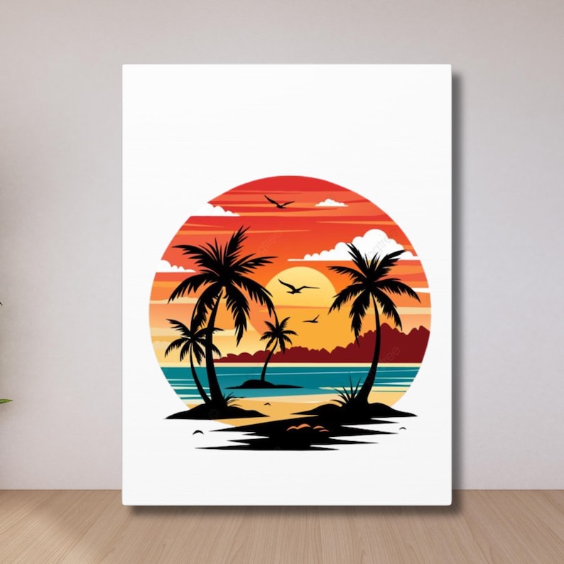 Tropical Beach Sunset SVG – Palm Tree Clipart (digital Download) - Etsy