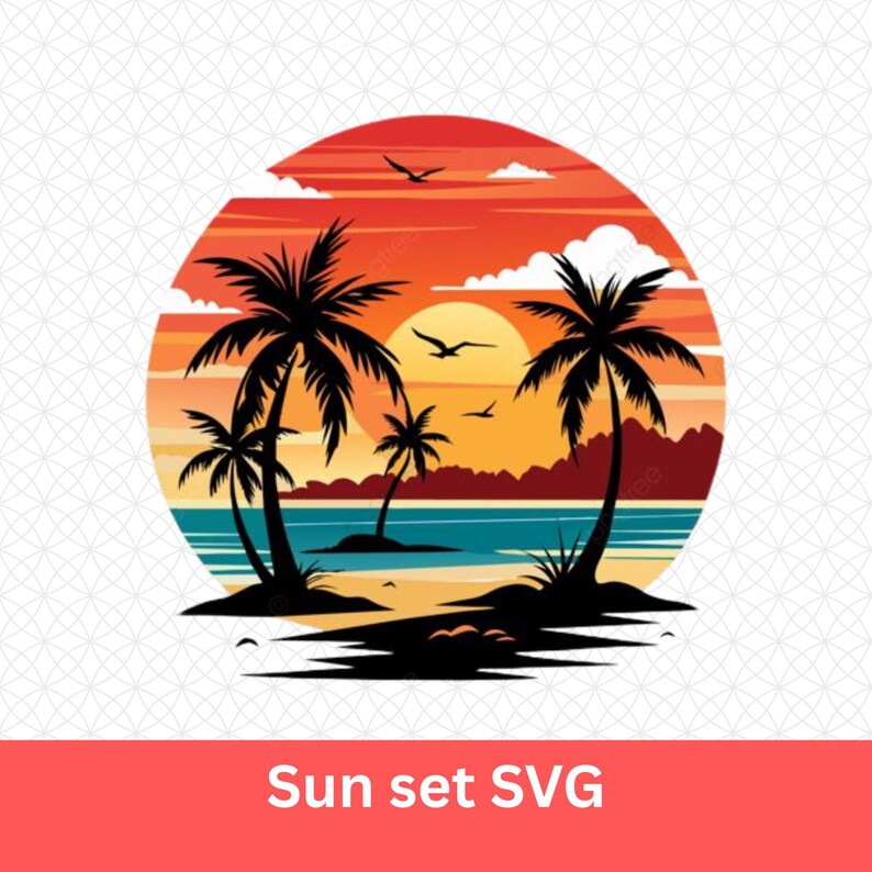 Tropical Beach Sunset SVG – Palm Tree Clipart (digital Download) - Etsy