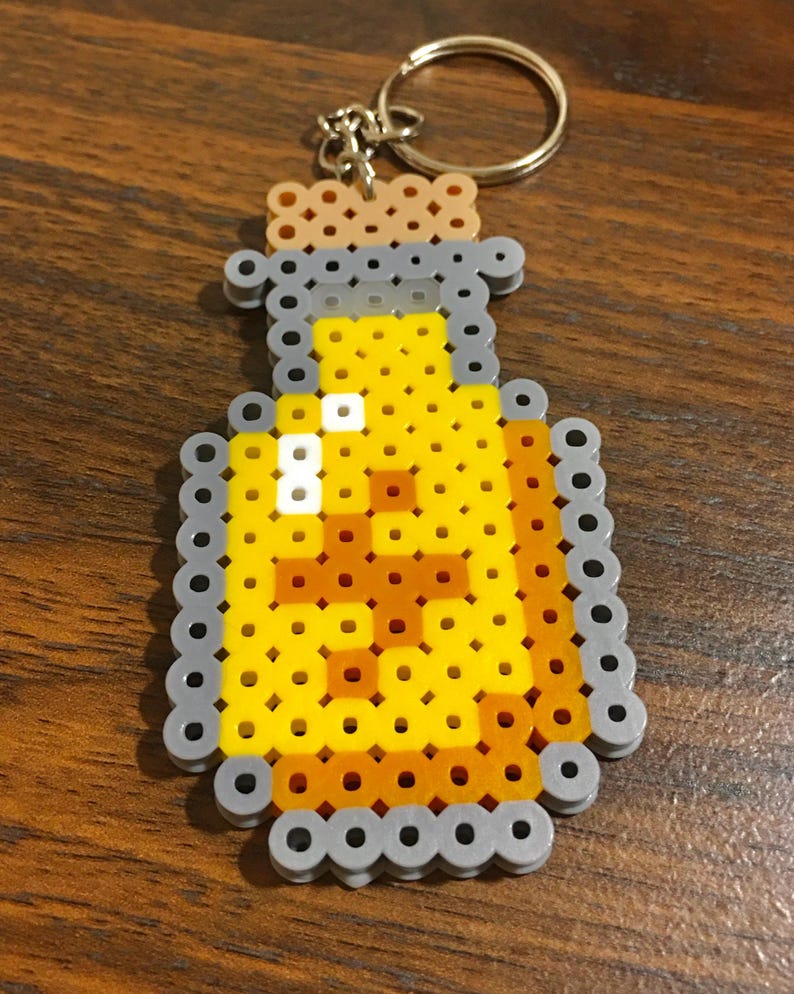 Potion Bottle Keychain, Perler Bead Keychain, Colorful Keychain ...