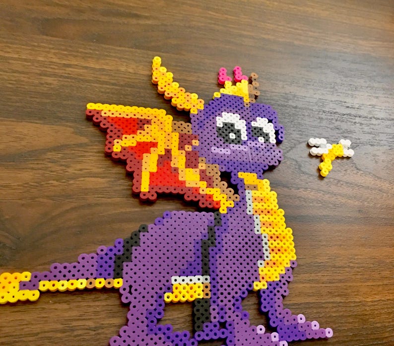 Spyro the Dragon, Perler Bead Spyro W/ Stand, Perler Bead Art - Etsy