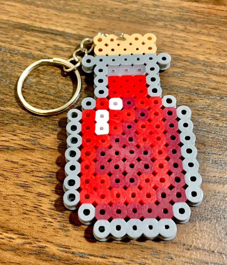 Potion Bottle Keychain, Perler Bead Keychain, Colorful Keychain ...