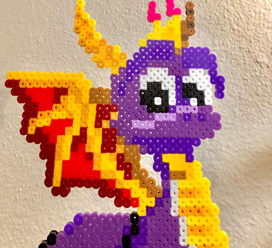 Spyro the Dragon, Perler Bead Spyro W/ Stand, Perler Bead Art - Etsy