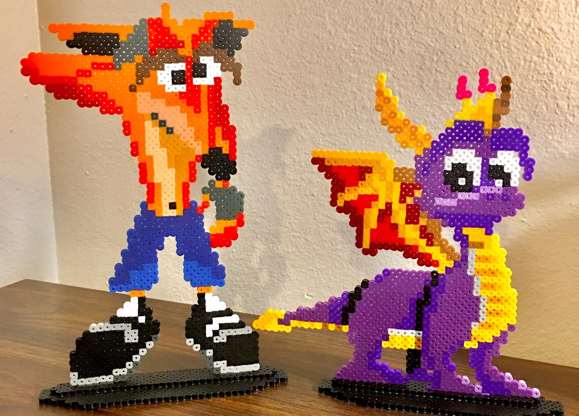 Spyro the Dragon, Perler Bead Spyro W/ Stand, Perler Bead Art - Etsy