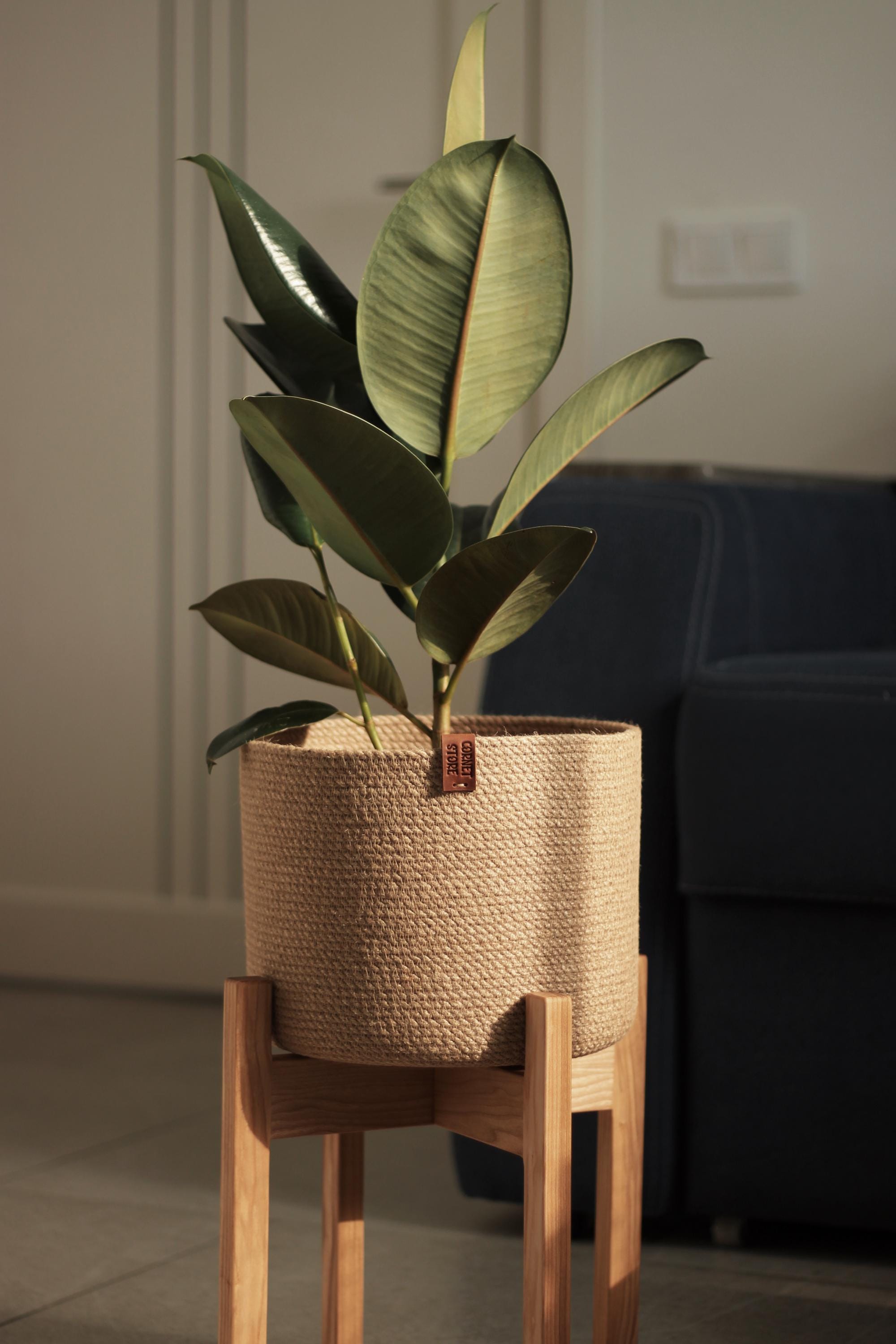 Jute Rope Plant Pot With Stand, Boho Style, Decorative Cylinder Flower ...