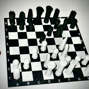 Mini Futuristic Minimalist Magnetic Chess Set: 6.75” (75mm) Square ...