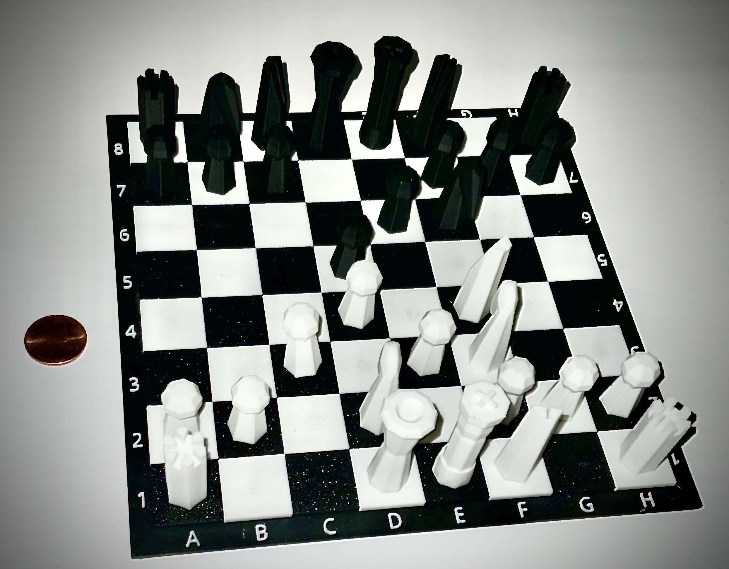 Mini Futuristic Minimalist Magnetic Chess Set: 6.75” (75mm) Square ...