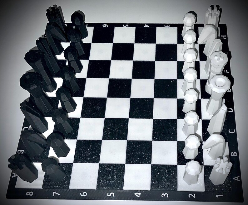 Mini Futuristic Minimalist Magnetic Chess Set: 6.75” (75mm) Square ...