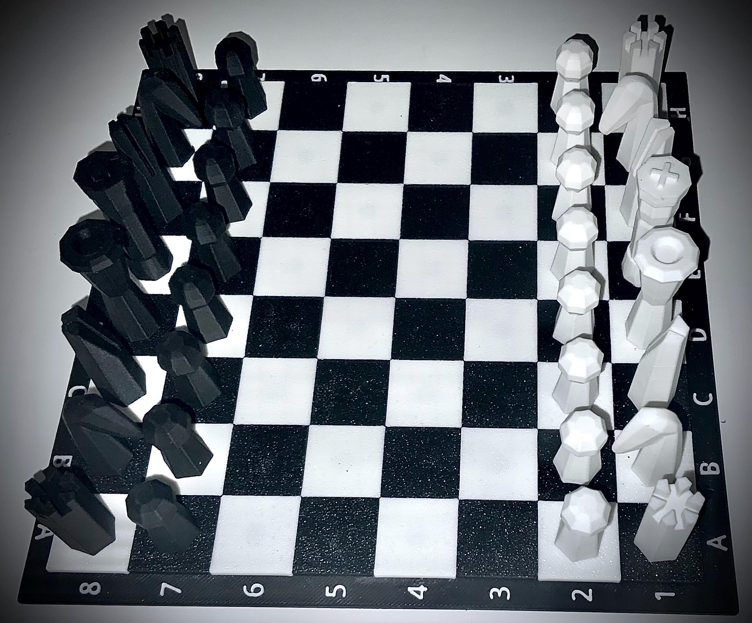 Mini Futuristic Minimalist Magnetic Chess Set: 6.75” (75mm) Square ...