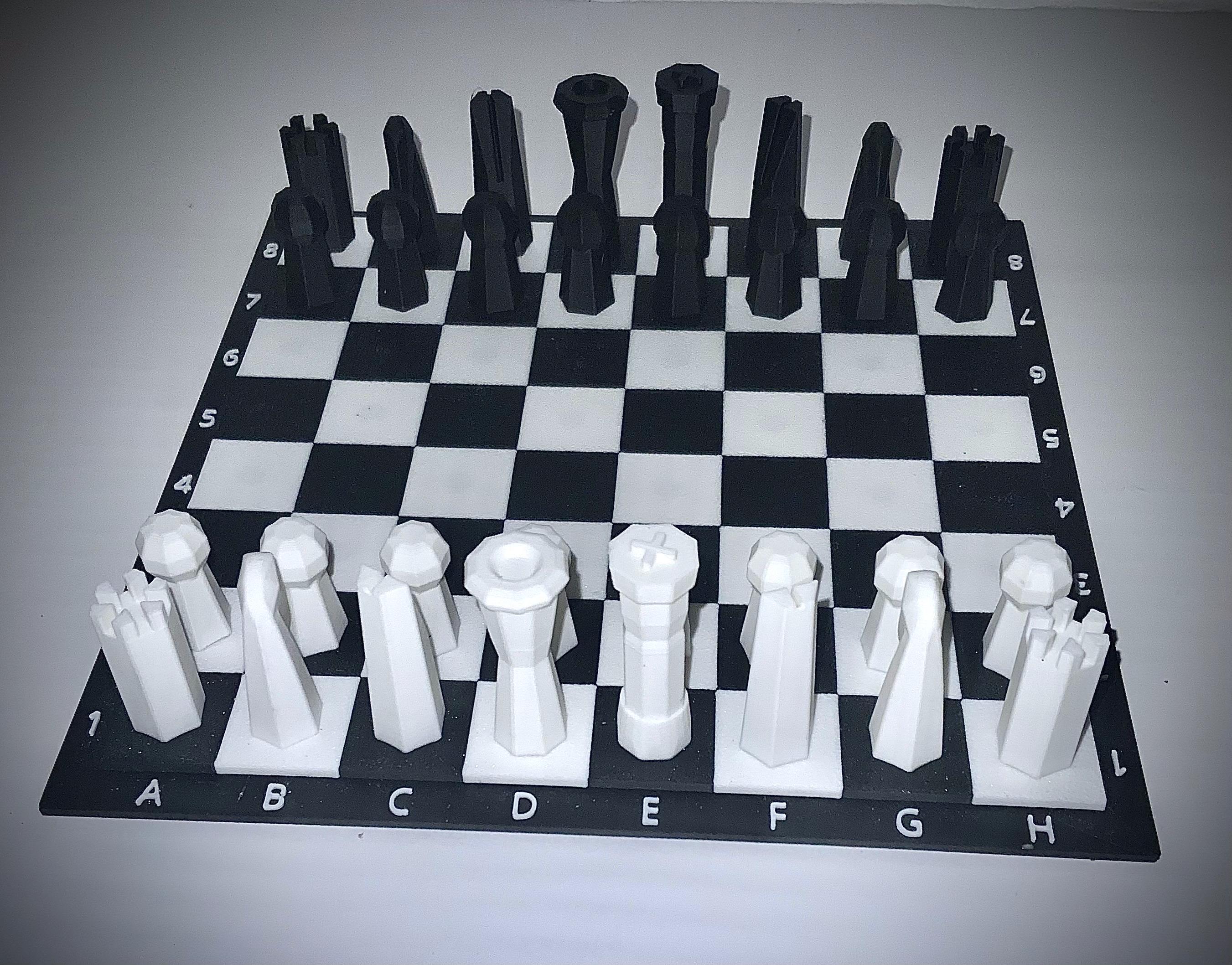 Mini Futuristic Minimalist Magnetic Chess Set: 6.75” (75mm) Square ...