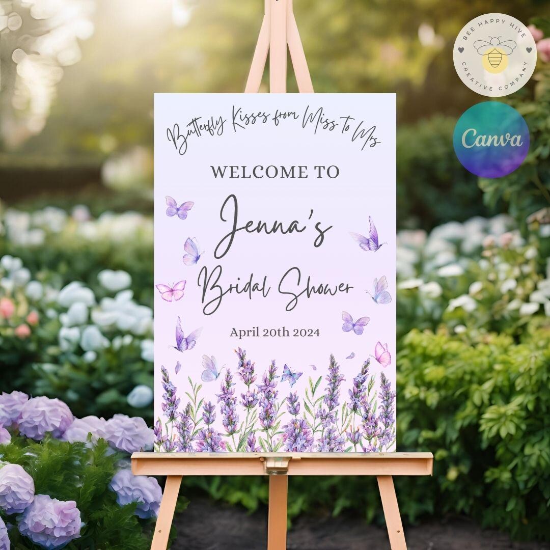 Butterfly Bridal Shower Welcome Sign, Lifetime of Butterflies, He Gives ...