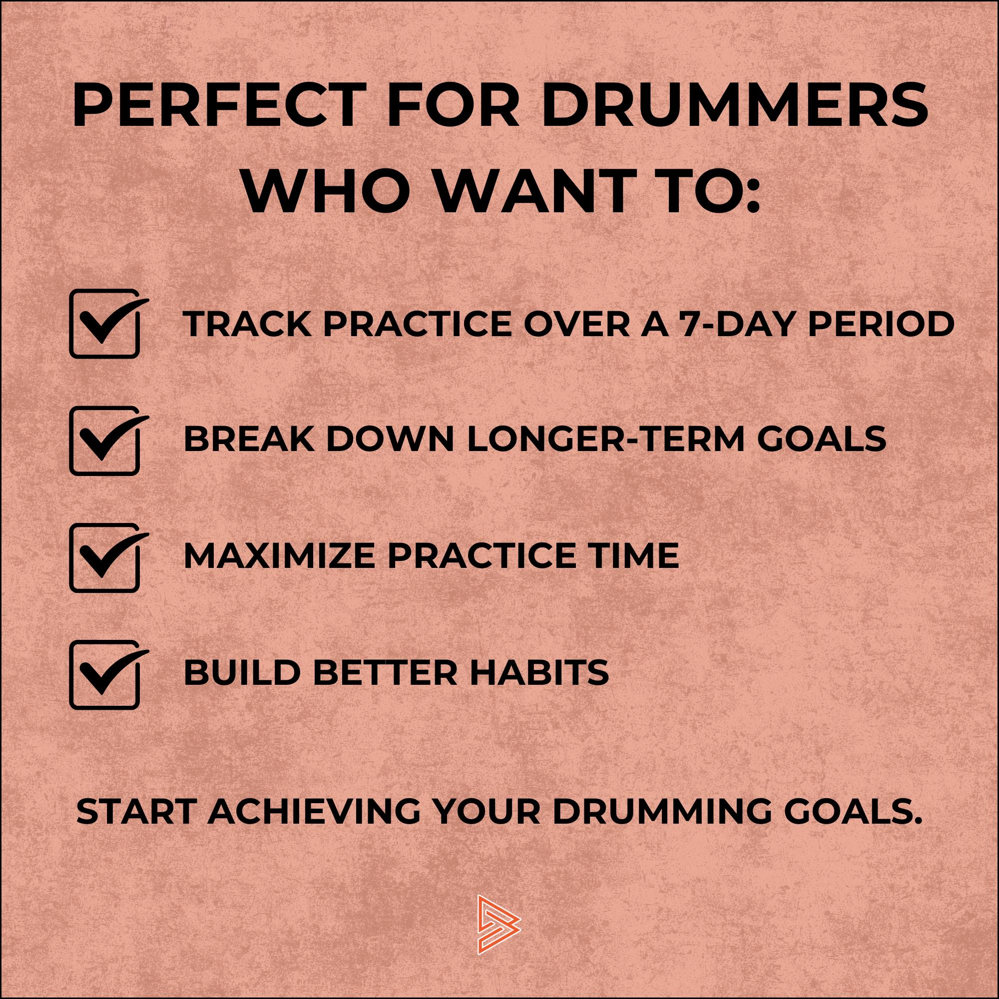 Drummer’s Practice Planner – Printable Music Practice Tracker PDF for ...