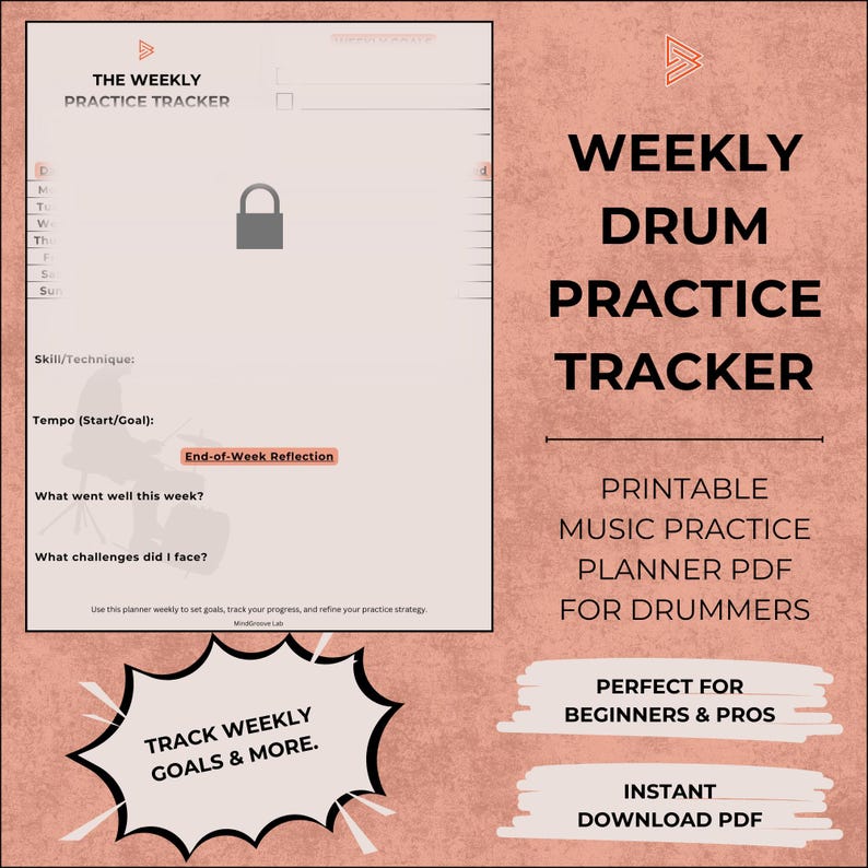 Drummer’s Practice Planner – Printable Music Practice Tracker PDF for ...