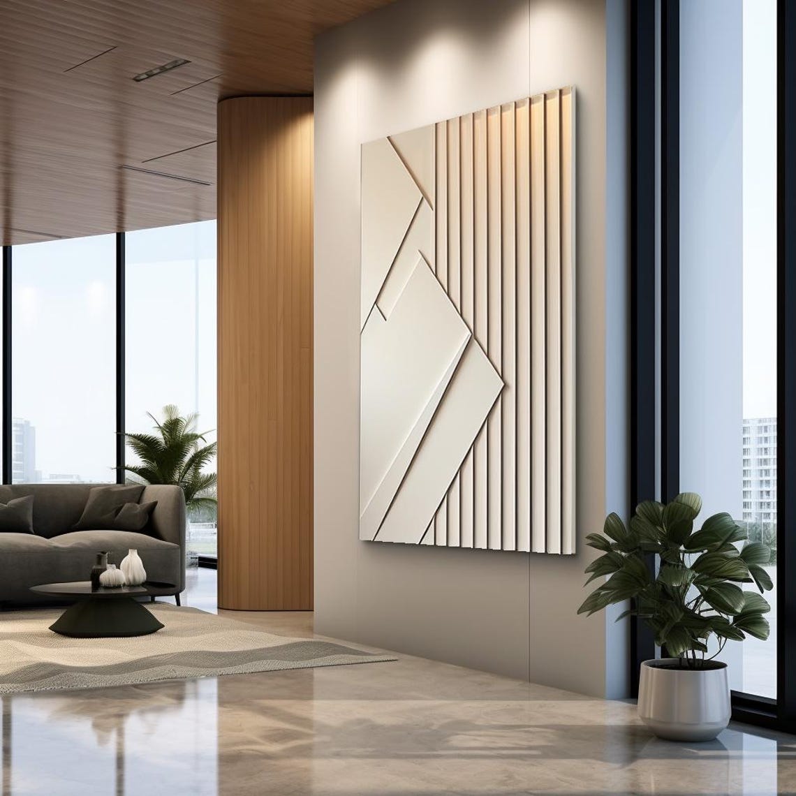 White Decorative Art Wall- Home Decor- Minimalist- Art Deco Handmade 3d ...