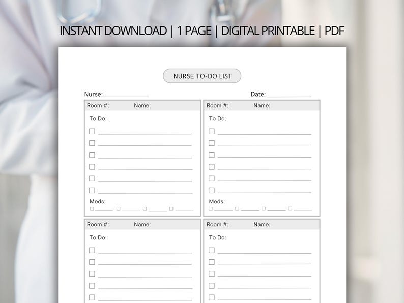 Nurse To-do List Printable | Daily Medsurg Planner (PDF) - Etsy