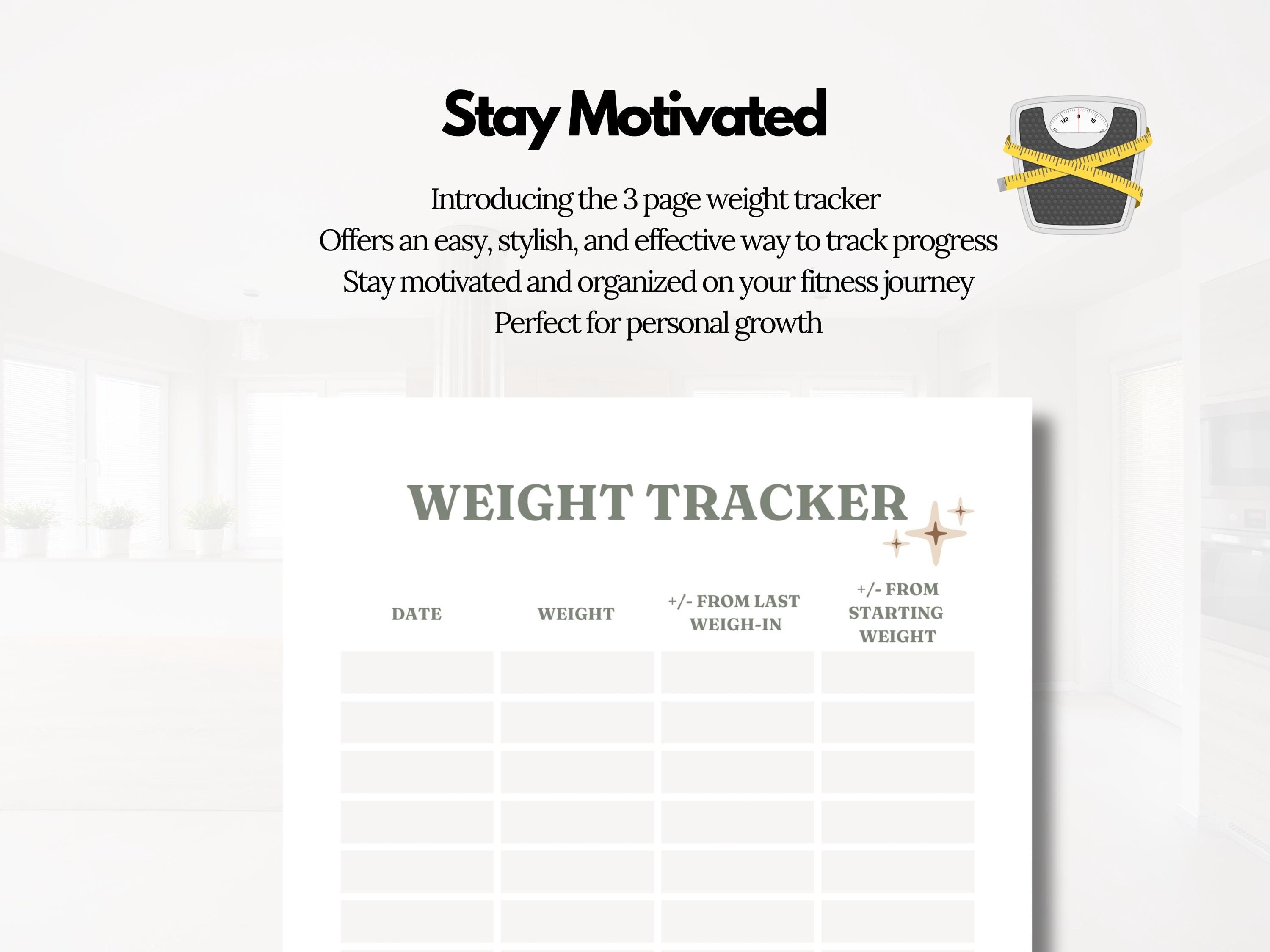 Weight Tracker Printable | Instant Download PDF | Dietitian Meal Plan ...