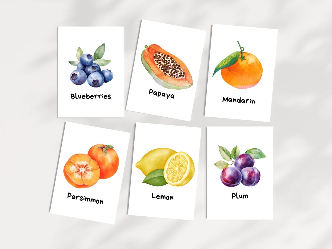 36 Fruits Healthy Foods Cards for Kids | Montessori Learning Flashcards ...