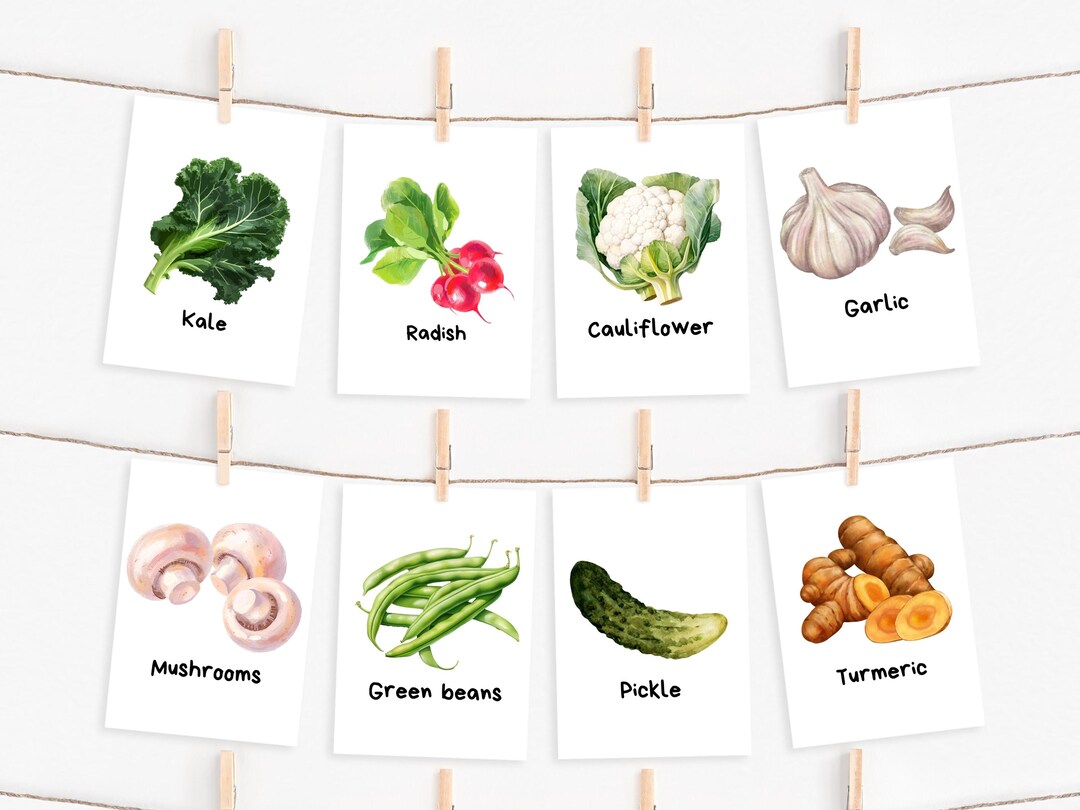 32 Vegetables Healthy Foods Cards for Kids | Montessori Learning ...