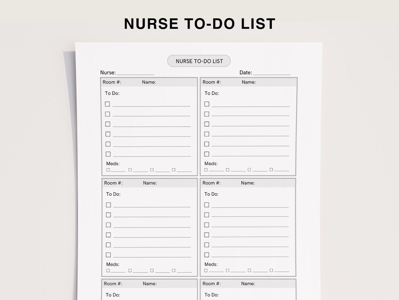 Printable Nurse to Do List Paper | Medsurg Nurse | Daily To-do Pdf ...