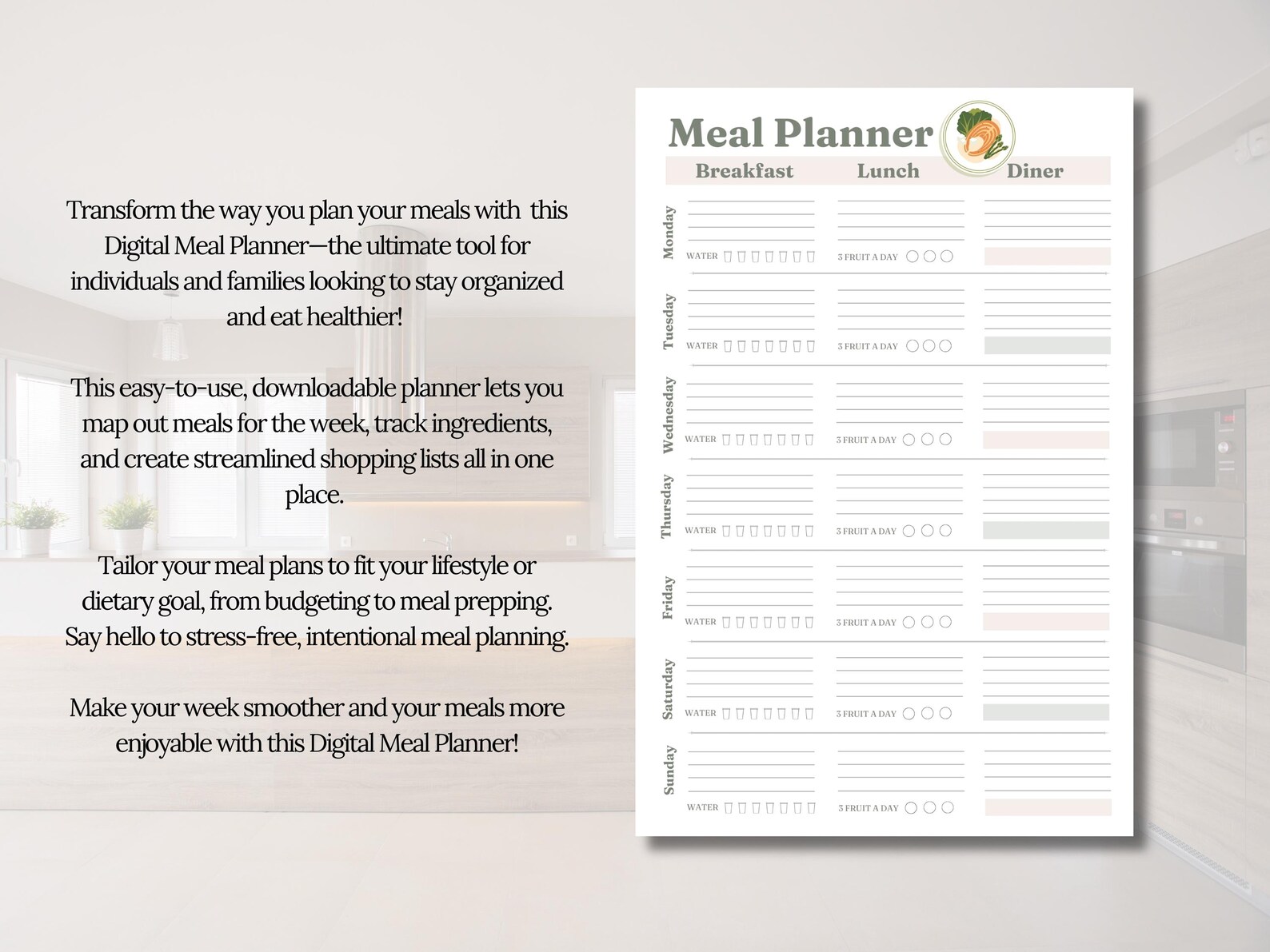Weekly Meal Planner and Grocery List | Printable Meal Planner | Healthy ...
