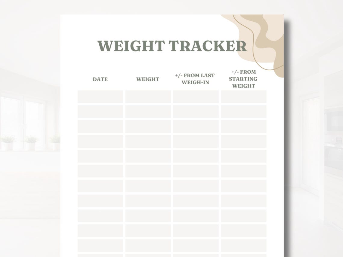 Weight Tracker Printable | Instant Download PDF | Dietitian Meal Plan ...