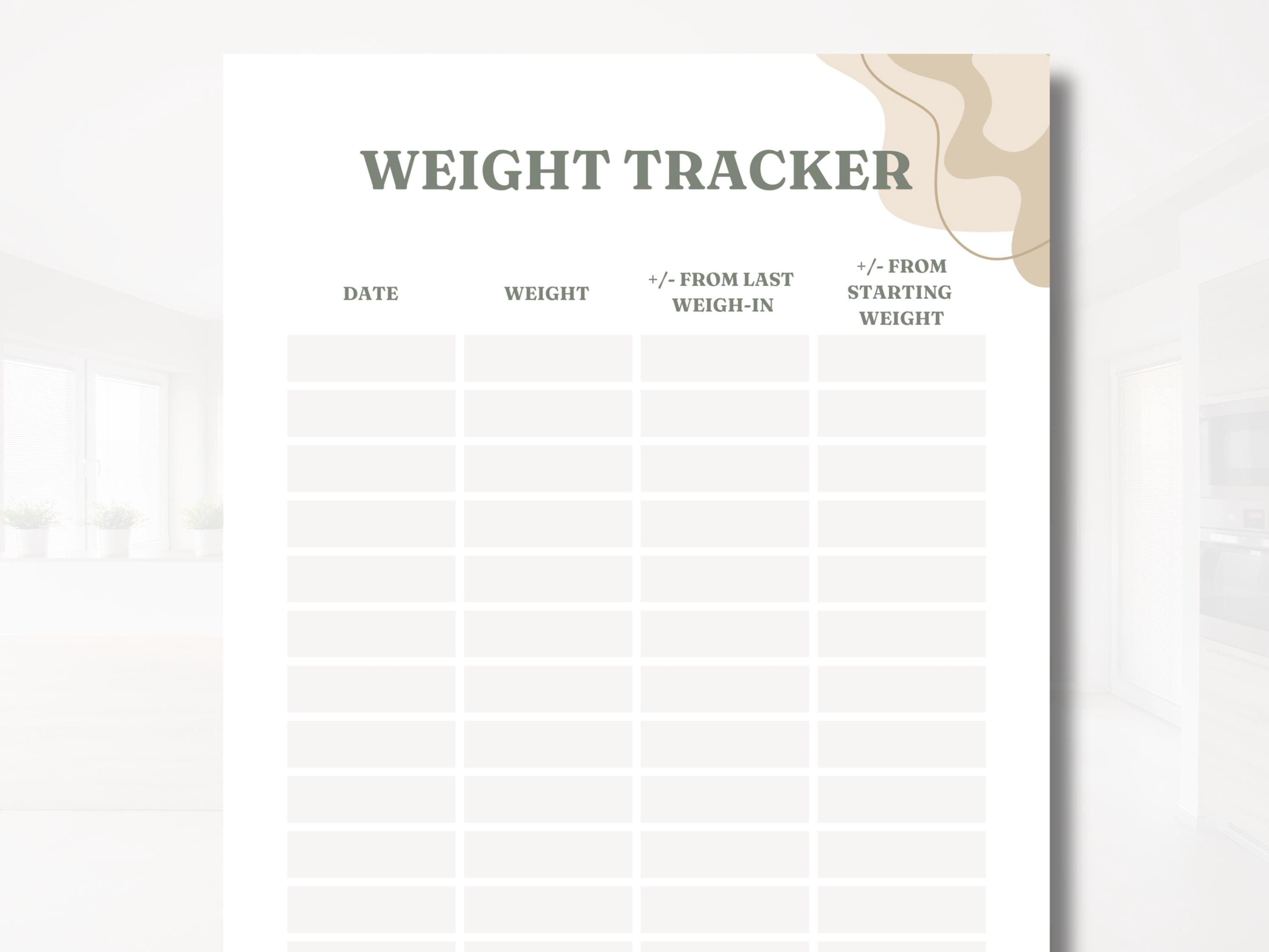 Weight Tracker Printable | Instant Download PDF | Dietitian Meal Plan ...