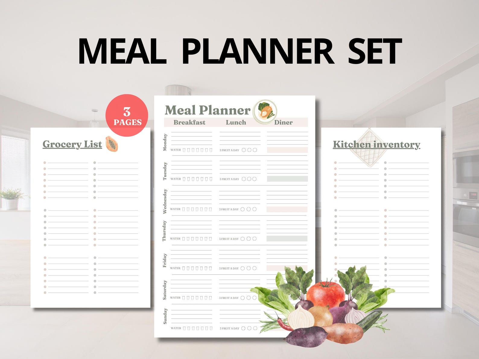 Weekly Meal Planner and Grocery List | Printable Meal Planner | Healthy ...