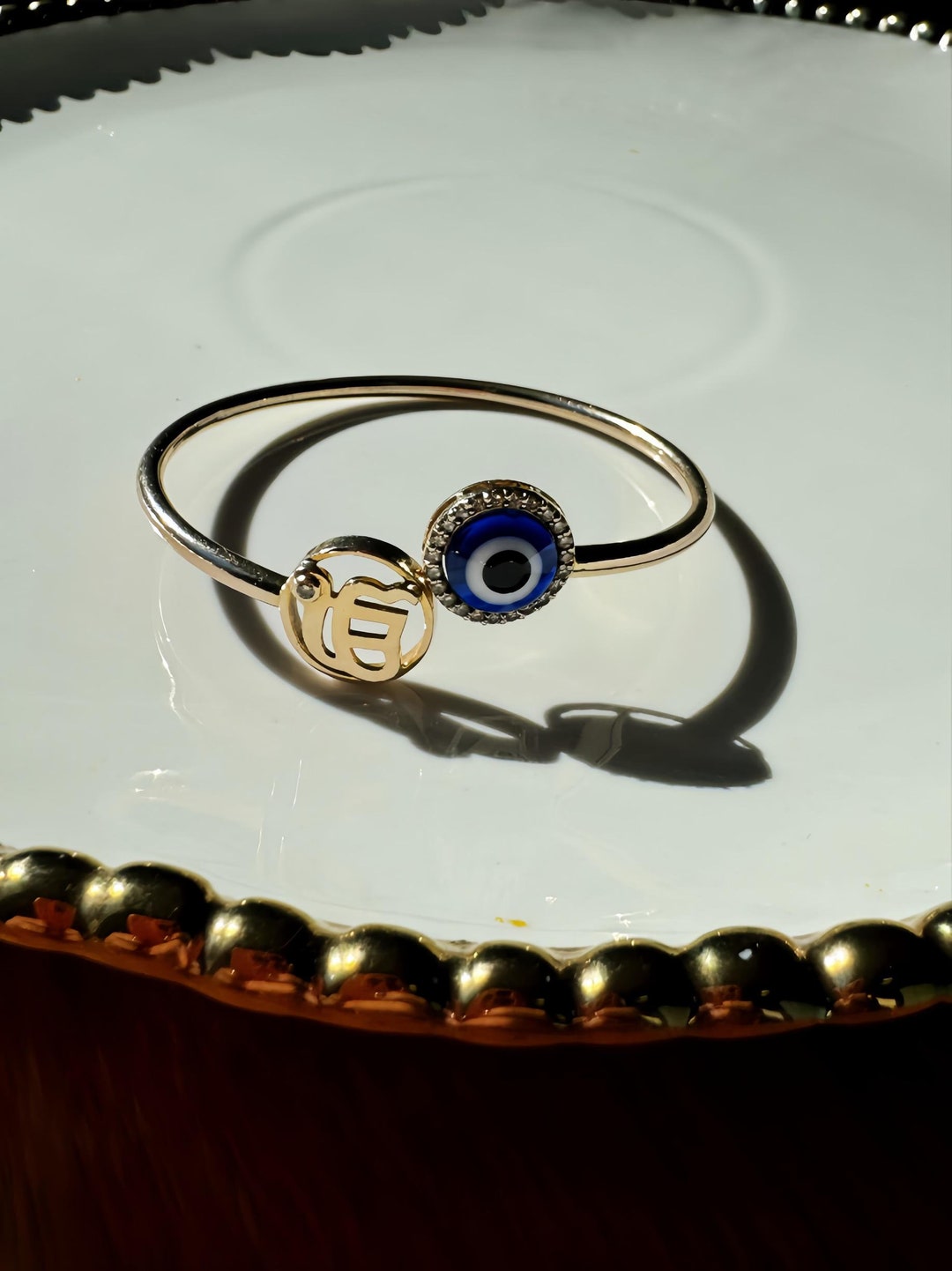Pure Gold Ek Onkar & Evil Eye Sikhi Bracelet. Perfect for Gifting Your ...