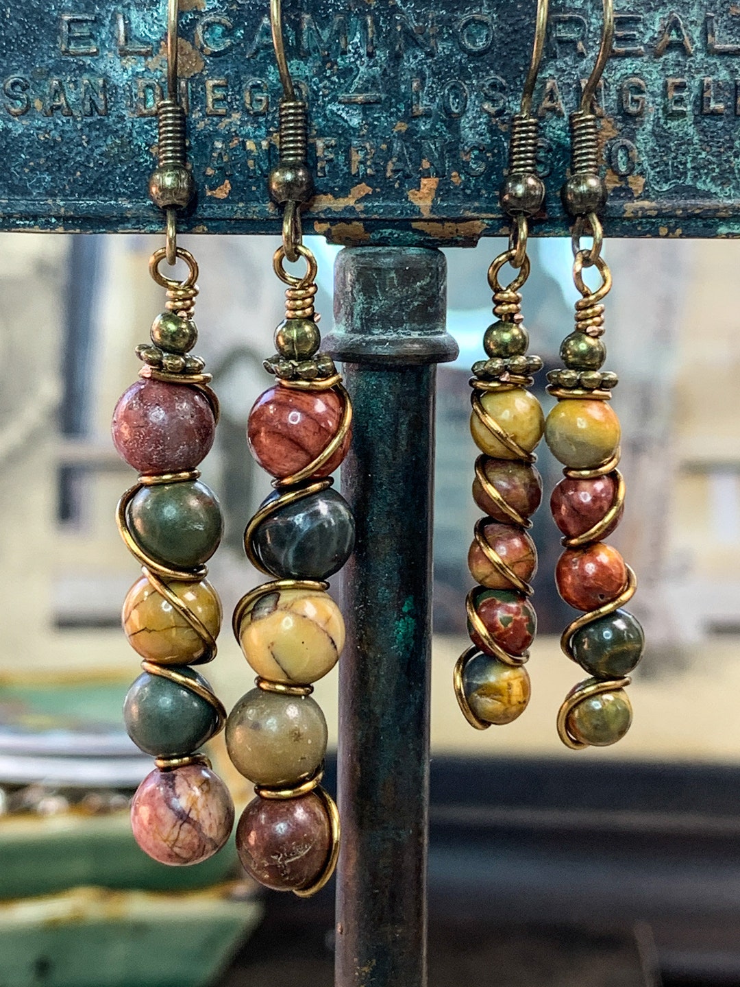 4mm Or 6mm Red Creek Jasper Earrings Picasso Jasper Fall Jewelry