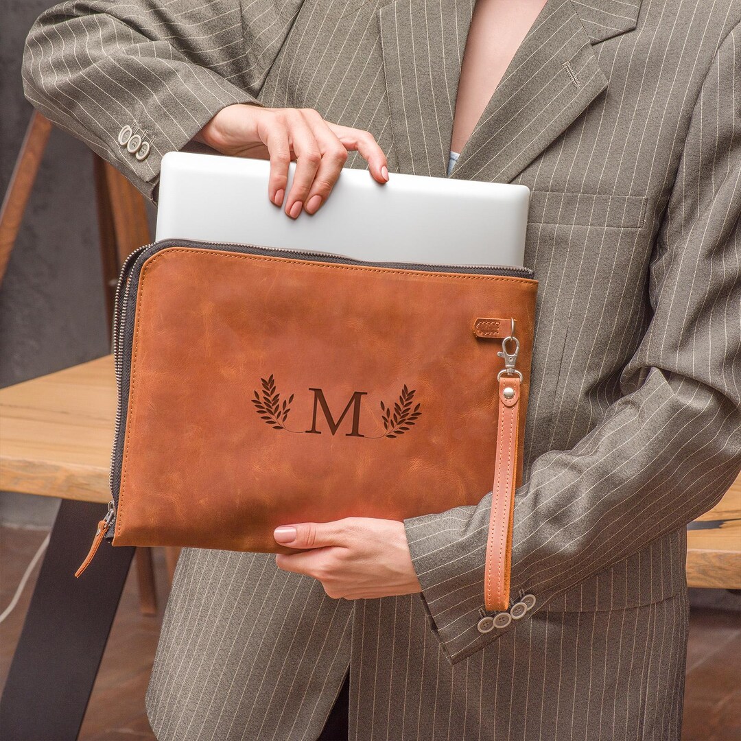 Personalized Leather Laptop Sleeve,custom Laptop Case,macbook Leather ...