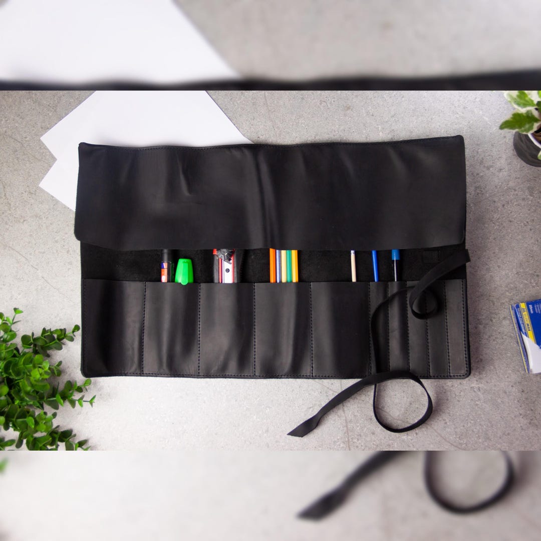 Leather Pencil Roll Case, Personalized Artist Tool Roll, Custom Paint ...