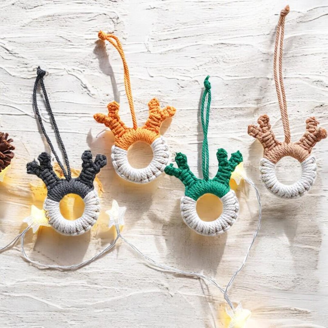 Boho Macrame Reindeer Ornaments Rustic Christmas Tree Decoration Nordic ...