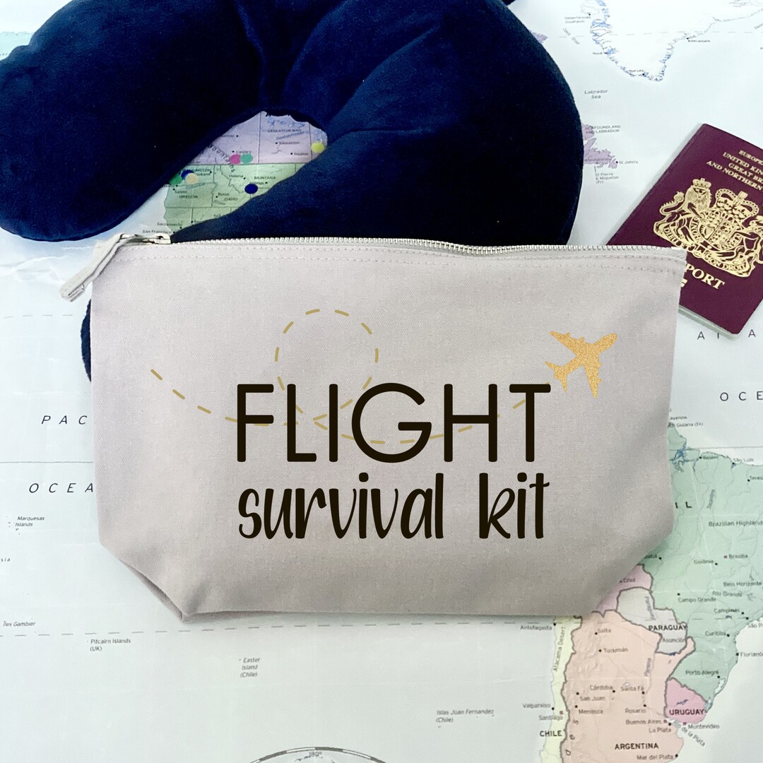 Flight Survival Kit, Canvas Zip Pouch, Travel Essentials, Gift for ...