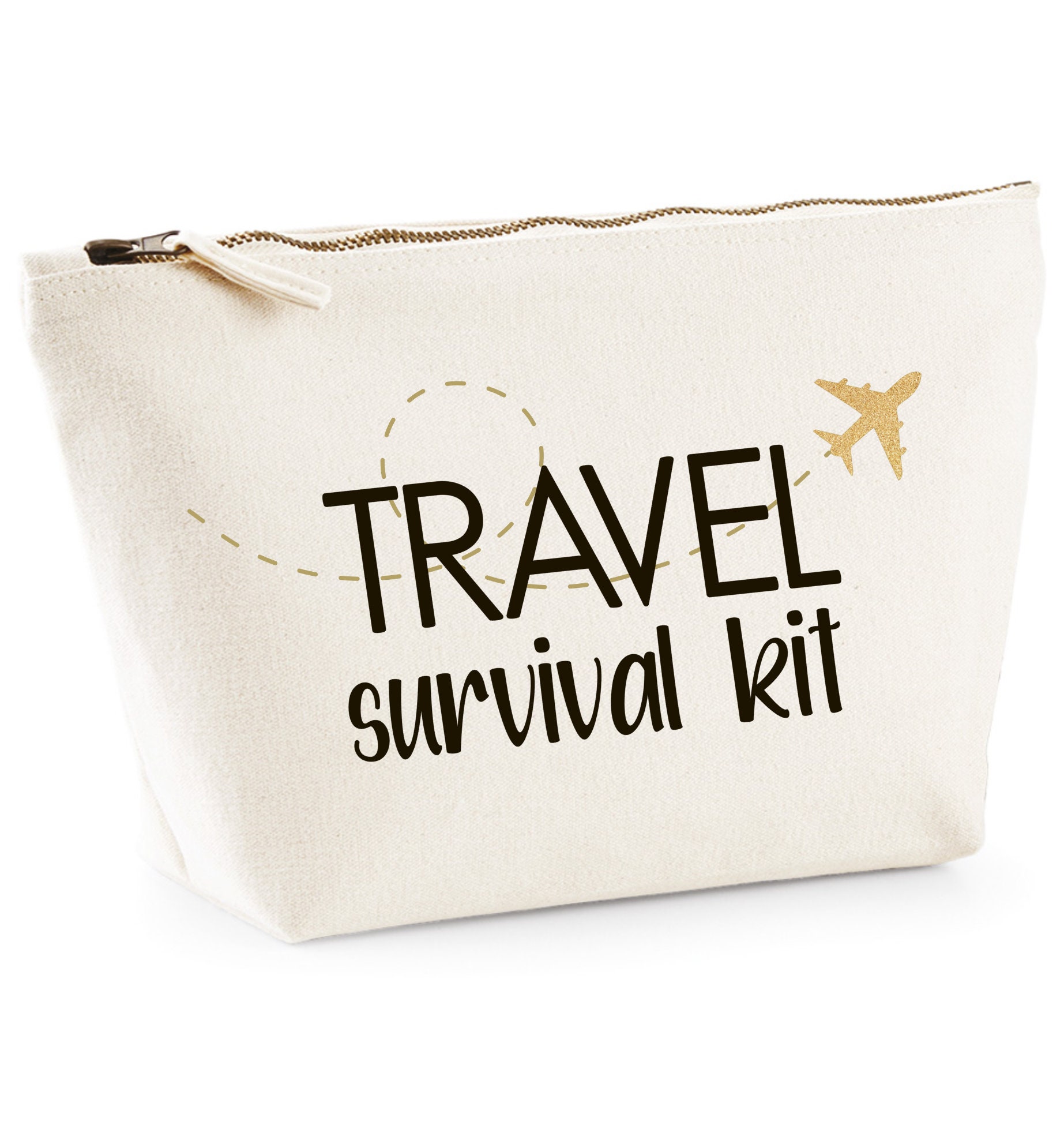 Flight Survival Kit Canvas Zip Pouch Travel Essentials Gift - Etsy UK