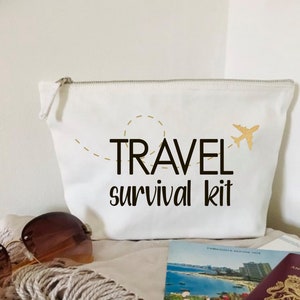 Flight Survival Kit, Canvas Zip Pouch, Travel Essentials, Gift for ...