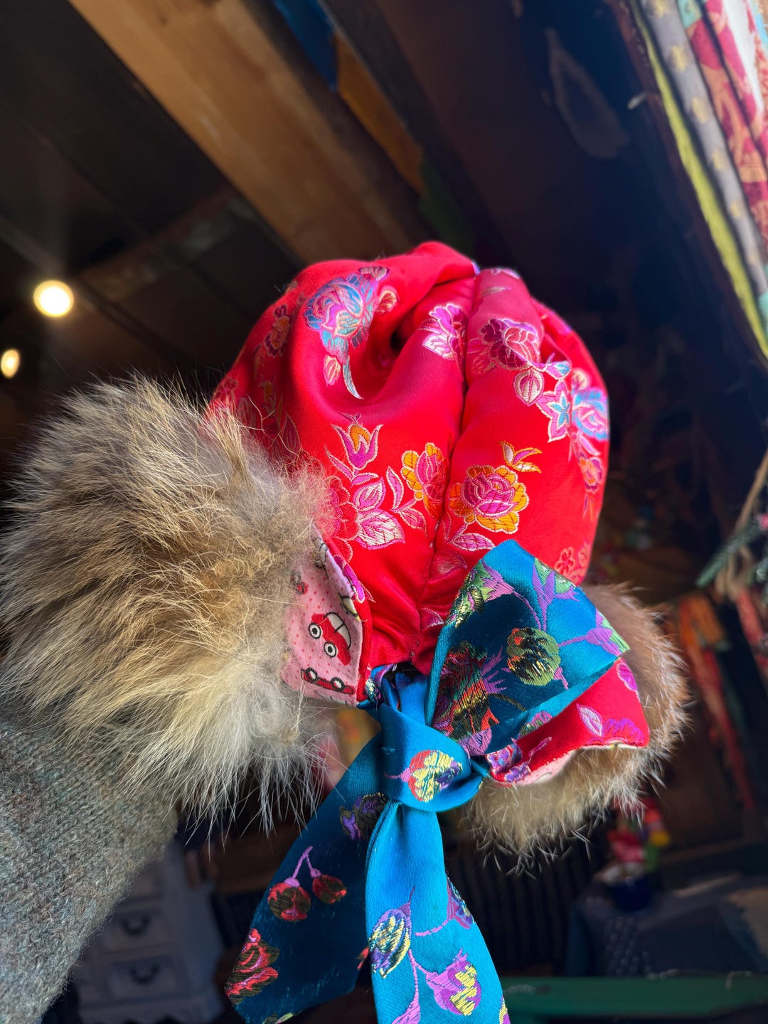 Himalayan Hat Embroidered Turquoise Silk With Fur Made One of a Kind - Etsy